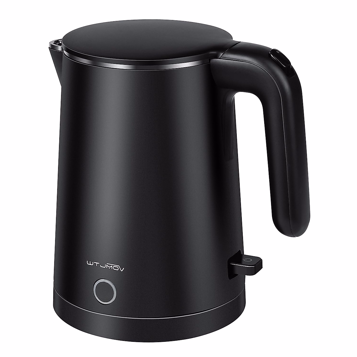 WTJMOV Electric Kettle Stainless Steel, 1.0L Small Water Boiler 1200W Fast Boiling, Double Wall Tea Kettle Pot Automatic Shut Off, Durable Coffee & Tea Maker/Warmer/Heater Black