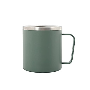 Innopack Insulated Coffee Mug with Handle, 13oz Stainless Steel Togo Coffee Travel Mug, Reusable and Durable Double Wall Coffee Cup, Powder Coated Green