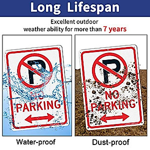 (4 Pack) No Parking Sign With Symbol With Arrows Sign, 10 x 7 Inches Reflective .40 Rust Free Aluminum, UV Protected, Weather Resistant, Waterproof, Durable Ink, Easy To Mount