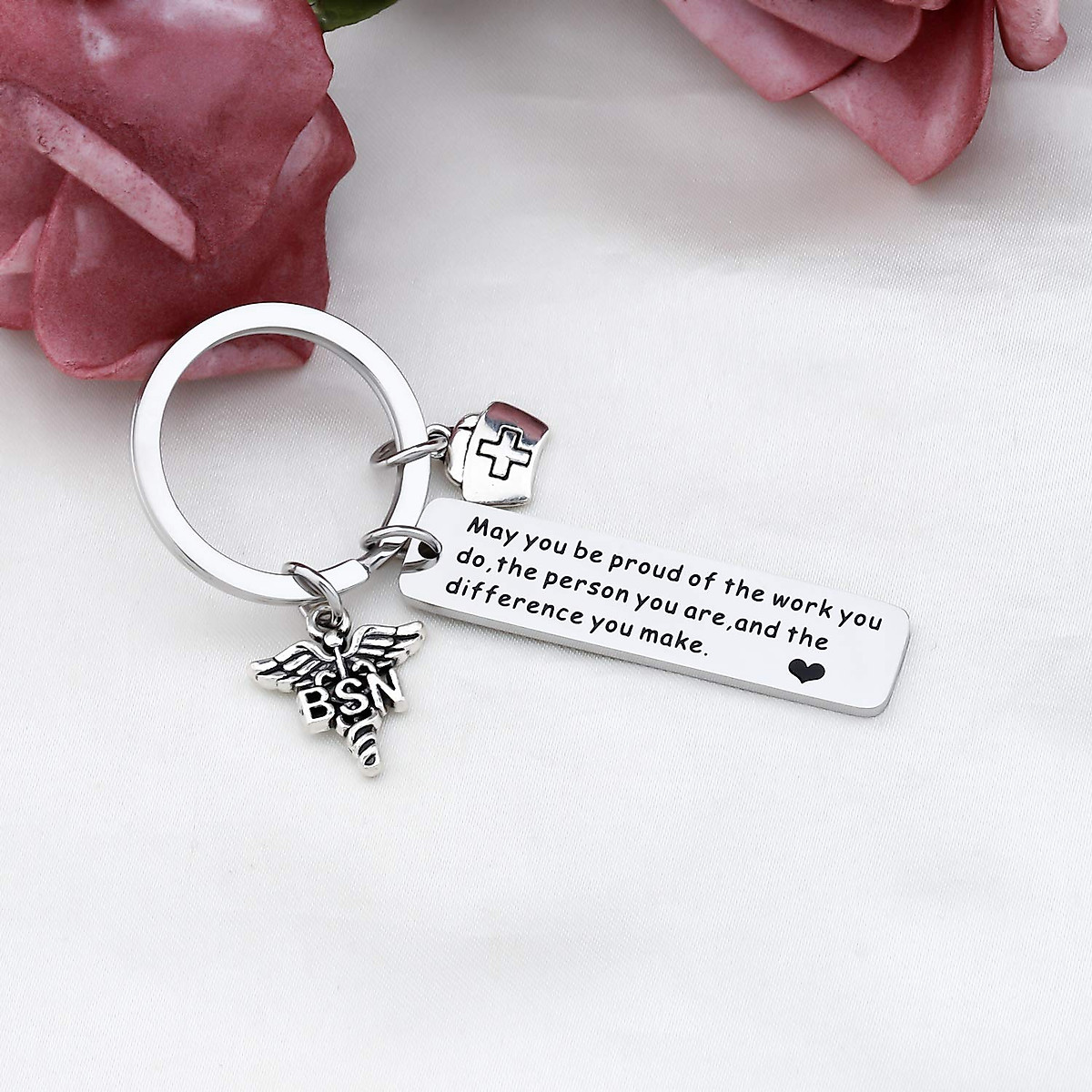 SEIRAA BSN Keychain BSN Graduation Gifts You Make A Difference Bachelor of Science Nursing Gifts Keychain for Nursing School (BSN keychain)