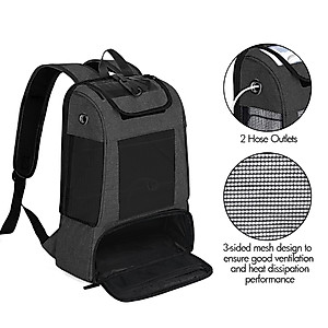 CURMIO Travel Carrying Bag for Portable Oxygen Concentrators, Universal POC Backpack with Mesh Panels for Breathability, Compatible for Inogen, Oxygo, Caire Units, for on-The-go, Black, Bag Only