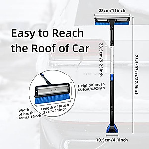 YSMJ Snow Brush and Snow Shovel, Telescoping Ice Scraper, Foam Grip, Heavy Duty Snow Remover for Cars, 270° Pivoting Snow Scraper Brush for Car Windshield