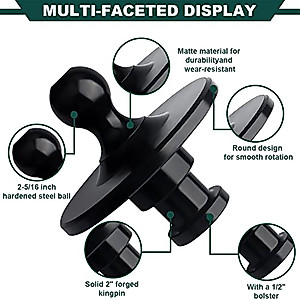 Gooseneck Ball Adapter - Fifth Wheel Kingpin to 2-5/16 Inch Gooseneck Ball Towing Receiver Adapter -Black