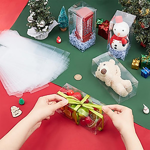 BENECREAT 20 Pack 2.7x2.7x6.3 Plastic Boxes Rectangle Plastic Party Favor Boxes for Wedding Party Treat Candy Cupcakes