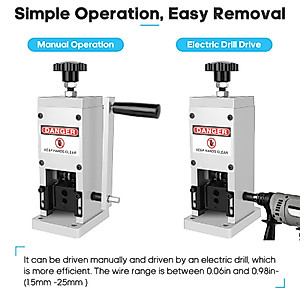 GYZJ Wire Stripper Machine Manual Drill Powered 0.06-0.98 in (1.5-25 mm) for Scrap Cable Copper Recycling Hand Crank Wire Stripping Machines Tool Maquina Para Pelar Cables de Cobre