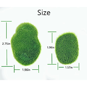 COUOC 16 Pieces (2 Size) Artificial Moss Rocks, Decorative Faux Green Moss Covered Stones, Green Moss Balls Fake Moss Decor for Pot Planter Fairy Gardens Floral Arrangements Craft