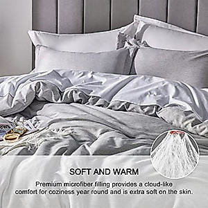 CozyLux California King Comforter Set - 3 Pieces Grey Soft Luxury Cationic Dyeing Cal King Size Bedding Comforter All Season, Gray Breathable Lightweight Bed Set with 1 Comforter and 2 Pillow Shams