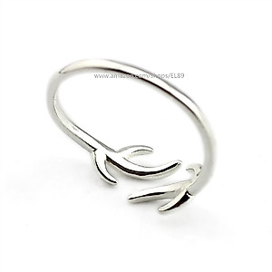ELBLUVF 925 Sterling Silver Deer Adjustable Antler Ring 1.4g (Small Size)