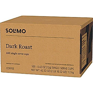 Amazon Brand - 100 Ct. Solimo Dark Roast Coffee Pods, Compatible with Keurig 2.0 K-Cup Brewers 100 Count(Pack of 1)