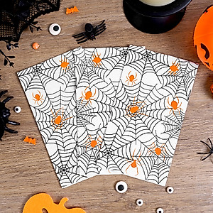 Homlouue 100 PCS Halloween Paper Napkins, Halloween Spider Webs Napkins, Halloween Napkins Disposable for Halloween Party Dinner Decorations Holiday, Halloween Guest Napkins for Home Party Supplies