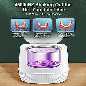 Ultrasonic U-V Cleaner for Dentures, Retainer, Mouth Guard, Aligner, Whitening Trays, Toothbrush Head, 45kHz Ultrasonic Jewelry Cleaner, 200ML Ultrasonic Retainer Cleaner Machine at-Home or Travel Use