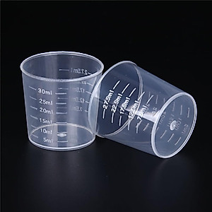 10pcs 30ml Plastic Liquid Measuring Cups Transparent Clear Plastic Graduated Kitchen Cooking Medicine Measure Tool
