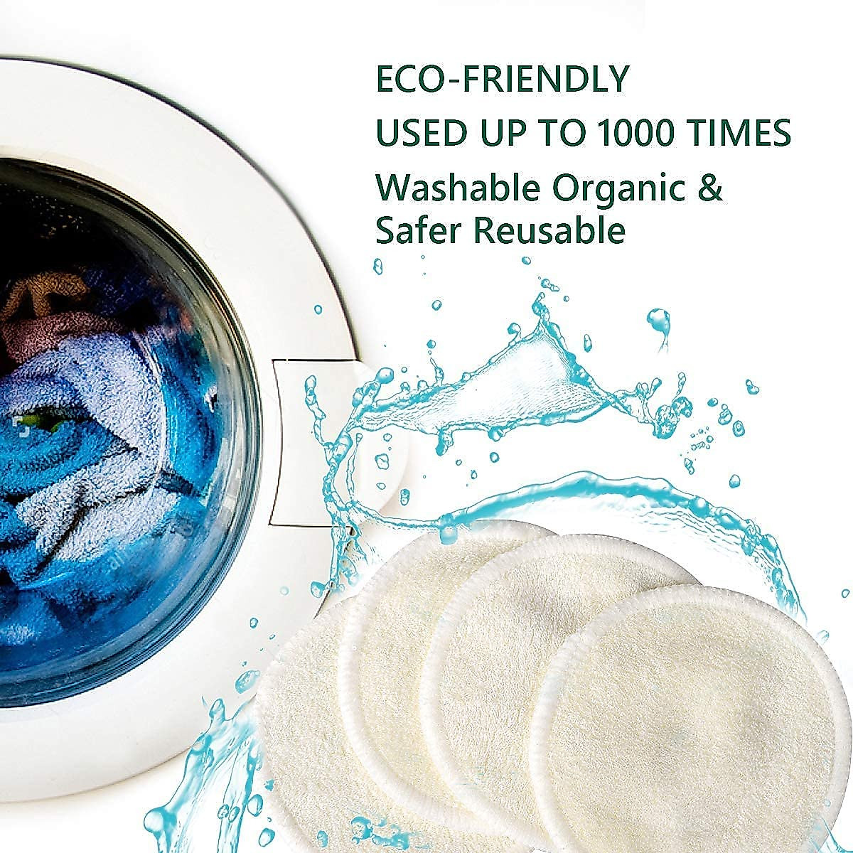 Chloven 30 Pack Reusable Makeup Remover Pads - Bamboo Cotton Rounds for Toner, Washable, Eco-Friendly for All Skin Types with Cotton Laundry Bag