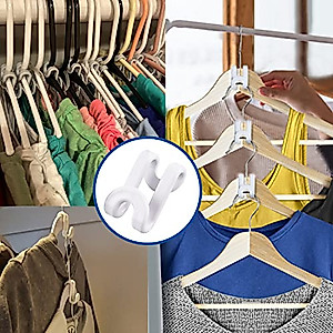 YuGtcen 70 Pcs Hanger Connector Hooks, Hangers Space Saving Mini Cascading Hanger Hooks for Velvet Huggable Hangers, Wooden Hangers, Heavy Duty Space Saving Hanger Organizer for Closet (White)