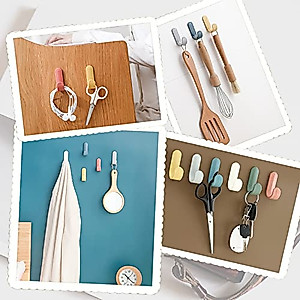 18Pcs Plastic Adhesive Hooks, Fashion Color Wall/Door Hanger for Hanging Coat Clothes, Hats, Ladies Bags, Purses, Keys, Towels