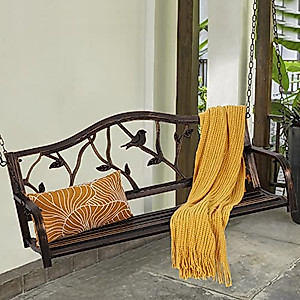 Sophia & William Outdoor Porch Swing Chair Hanging Patio Metal Bench Heavy Duty Swing Garden Bench with Bird Pattern Backrest, 450lbs Weight Capacity