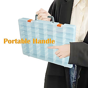 48 Grids Clear Plastic Organizer Box with Removable Dividers Jewelry Storage Box Adjustable Compartment Plastic Arts Crafts Box Large Bead Storage Container for Crafts Beads Jewelry Earrings (Clear)