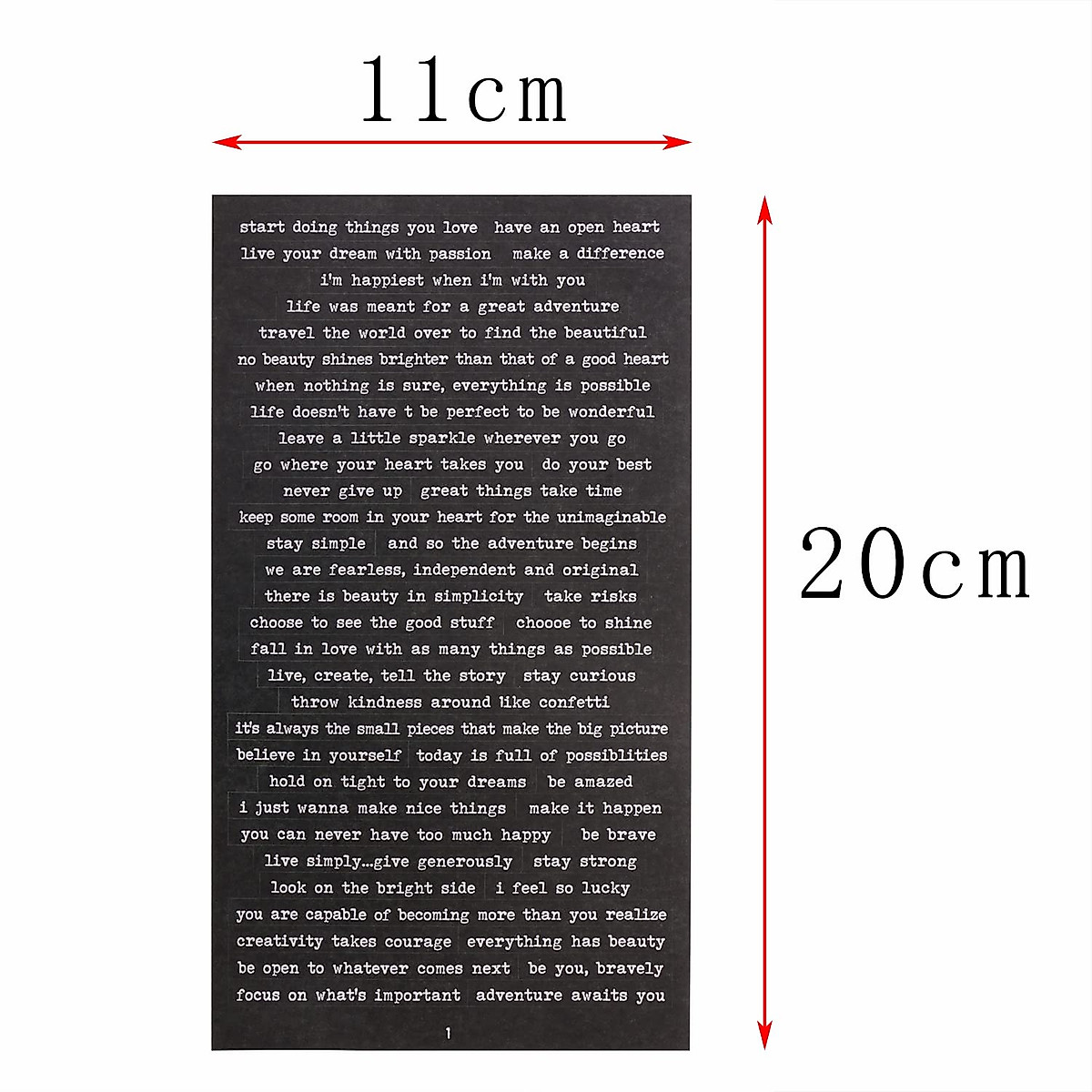 ONLYKXY Stickers 8 Sheets, 80 Pcs Word Stickers Black and White, Inspirational Quotes for DIY Journal, Scrapbooking, Decorating, Crafting, Correspondence