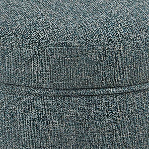 Homepop Home Decor | Upholstered Round Storage Ottoman | Ottoman with Storage for Living Room & Bedroom, Teal Tweed