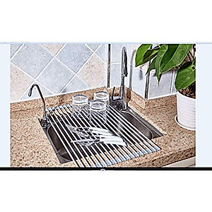True & Tidy, Multi-Purpose Over The Sink Roll-Up Drying Rack, DR-881, Red
