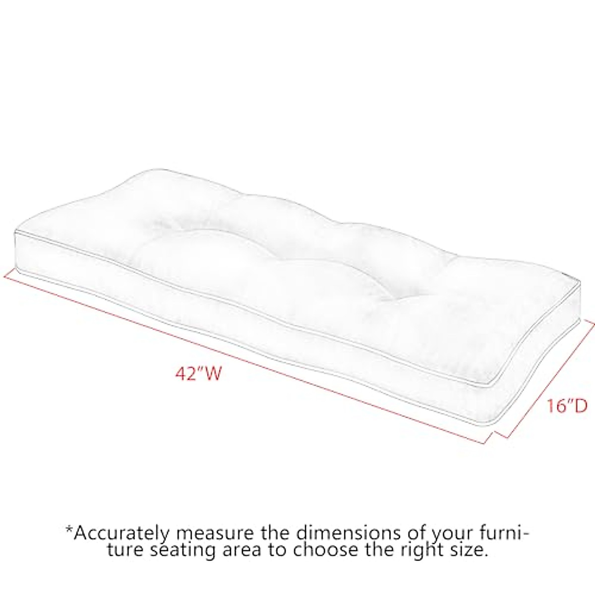 Favoyard Outdoor Bench Cushion 42 x 16 Inch Water-Resistant & 3-Year Fade Resistant Patio Furniture Cushions Tufted Garden Seat Pads for Indoor/Outdoor Porch Sofa Settee Couch with Ties, Blue