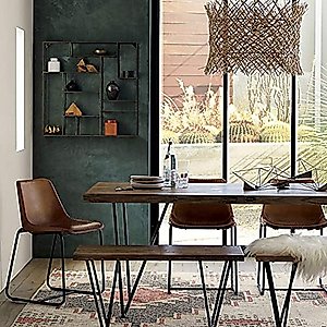 PIBM Stylish Simplicity Shelf Wall Mounted Floating Rack Shelves Iron Art Simple Rectangle Bookshelf Display Stand Collection Rack, Black ,