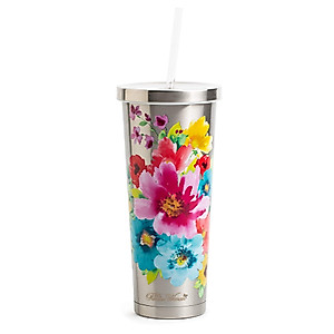 Aeiniwer CoreHome Pioneer Woman Large Floral Print 24oz Double Wall Vacuum Insulated Stainless Steel Tumbler