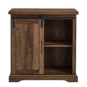 Walker Edison Carson Modern Farmhouse Sliding Slat Door Storage Cabinet, 32 Inch, Rustic Oak