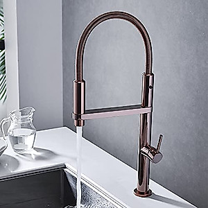 JiaYouJia Kitchen Faucet with Pull Down Sprayer High Arc Dual-Mode Pull Out Kitchen Sink Faucet Single Handle Lever (Rose Gold)
