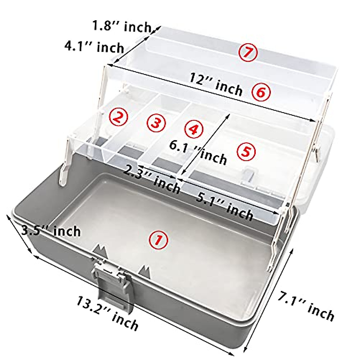 13 Inch Sewing Box Three Layers, Plastic Craft Organizers and Storage, Multifunction Craft Box/Organizer Box/First Aid Box/Medicine Box/Tool Organizers and Storage with Lids