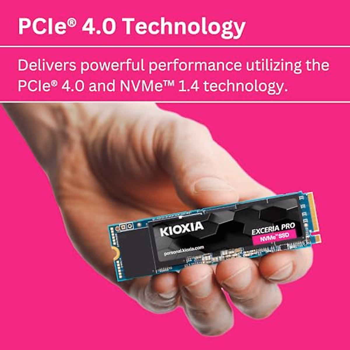 KIOXIA EXCERIA PRO NVMe SSD, M.2 2280 Form Factor, 2TB, 7300MB/s, 800,000 IOPS, PCI Express 4.0 Technology
