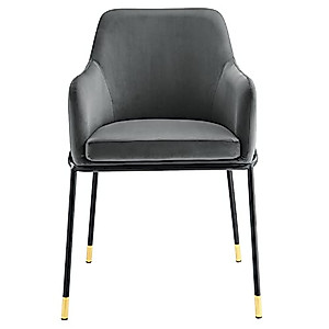 Modway Jovi Performance Velvet Dining Armchair in Black Charcoal