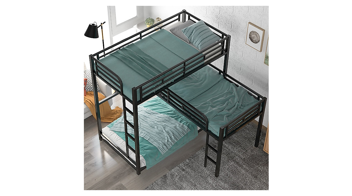 VOGU L-Shaped Triple Bunk Bed – Space-Saving & Safe