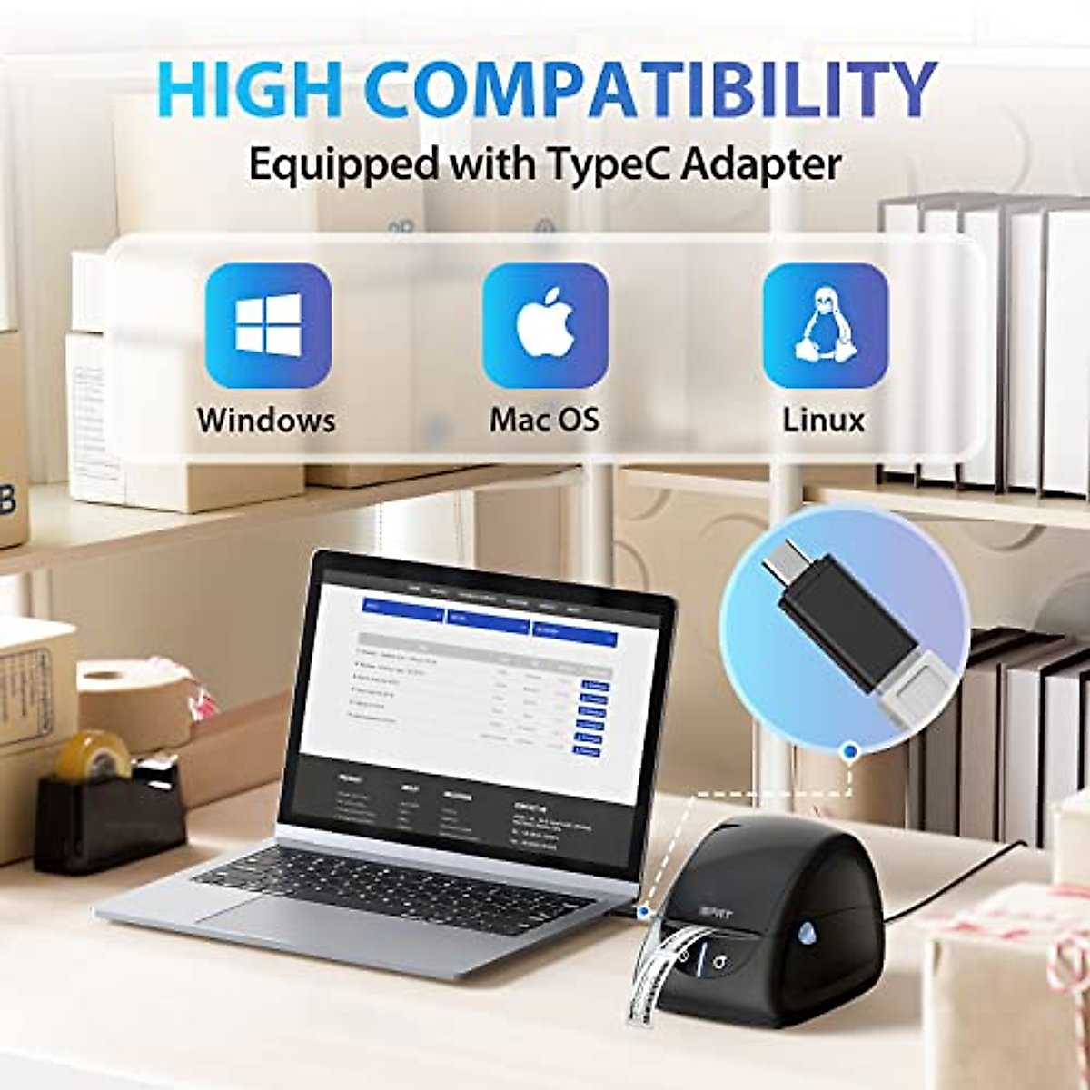 iDPRT Label Printer - SP310 Direct Thermal Label Maker, Desktop Label Printer for Home, Office & Small Business, 1" to 3.35" Label Width for Barcode, Addresses, Mailing, Support Windows, Mac & Linux