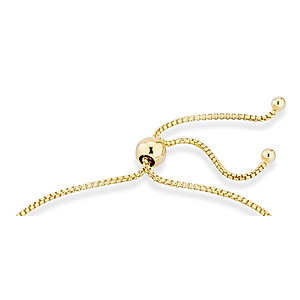 Miabella 925 Sterling Silver or 18Kt Yellow Gold Over Silver Italian Adjustable Bolo 3mm Round Mesh Chain Bracelet for Women Made in Italy (yellow-gold-plated-silver)