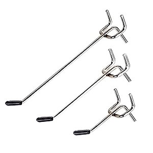 Cuyacili 30 pcs Pegboard Hook Round Hole Board Hook Wall Storage Rack Display Supermarket Snack Rack Kitchen Shelf Tool Storage Crafts Organizer Hook with Rubber Tipped(2inch/4inch/6inch)