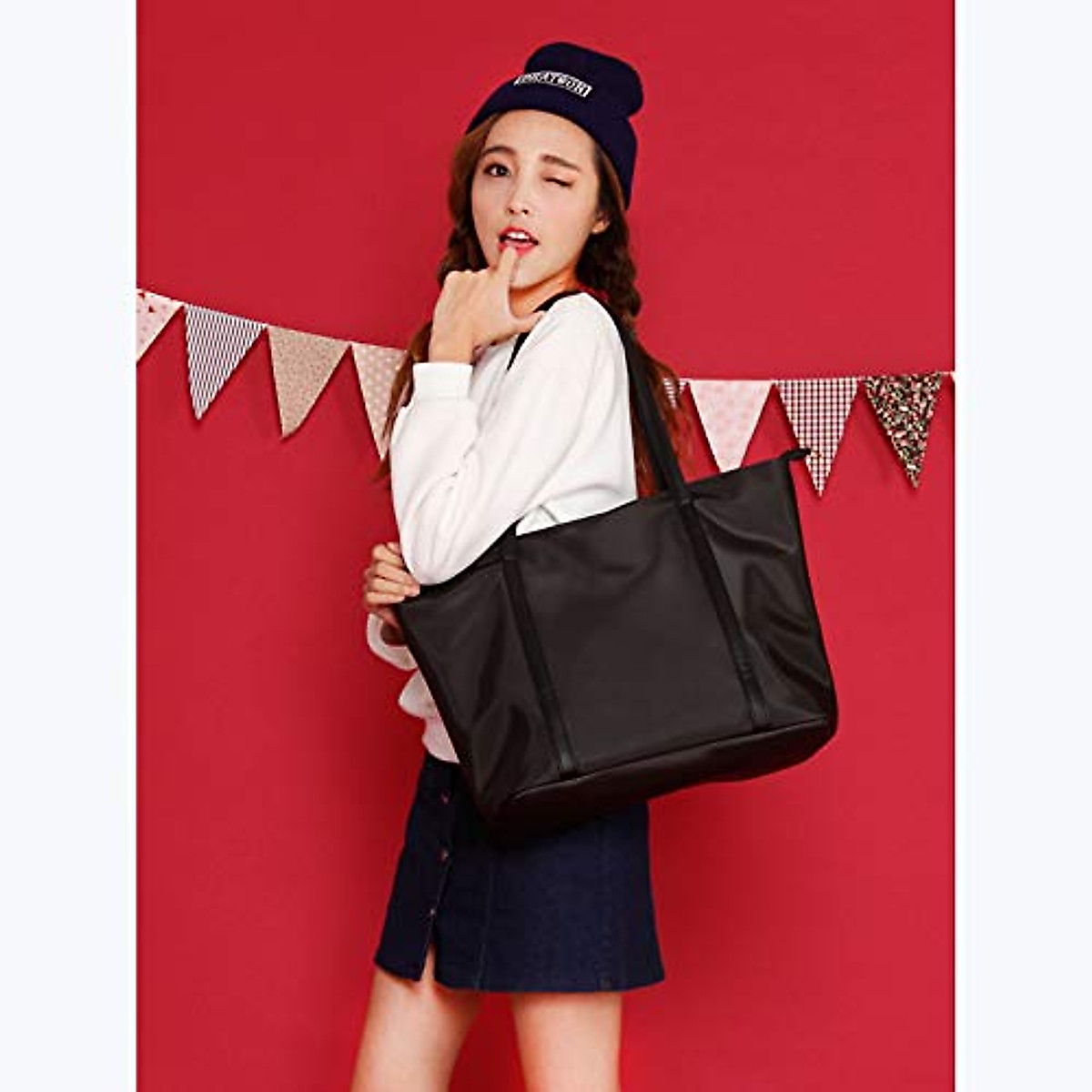 YALUXE Women's Oxford Nylon Large Capacity Work Tote Shoulder Bag