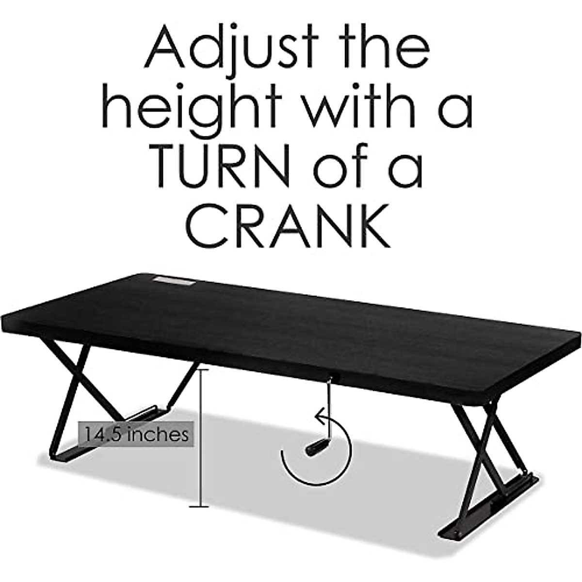 Manual Adjustable Height Computer Tabletop, Crank Lift, 47x24x15 (LxWxH) (Black)