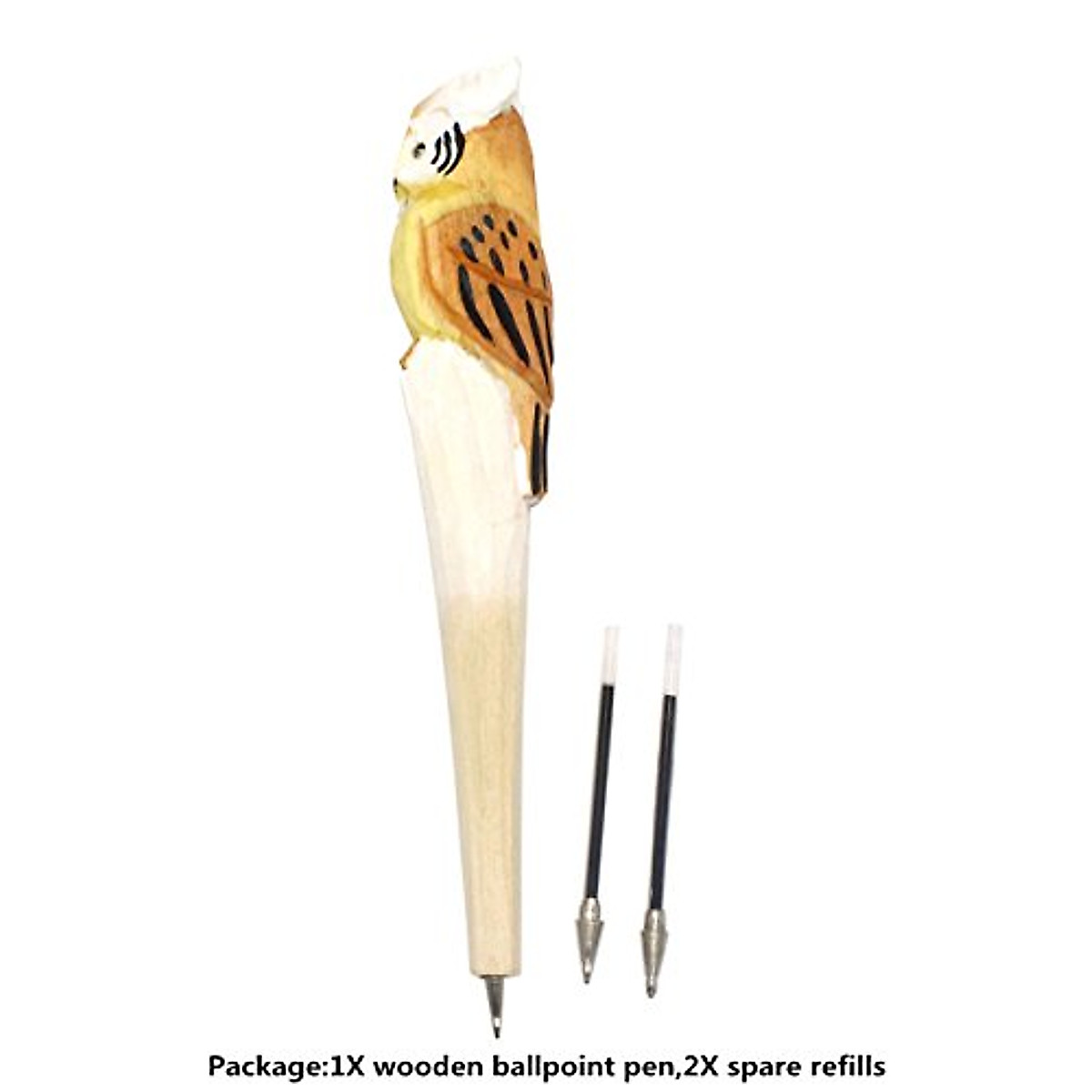 Handmade Carved Ballpoint Pen Owl style Natural Wooden Carving Cute Animal Refillable Pen 1pc/owl from Nument