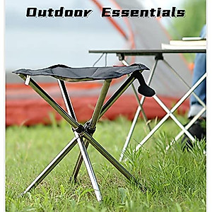 lucky cup Camping Stool Small Retractable Folding Chair Foot Rest Stainless Steel Compact Lightweight Backpacking Stool with Carry Bag 12.6X12.6X13.8 inches
