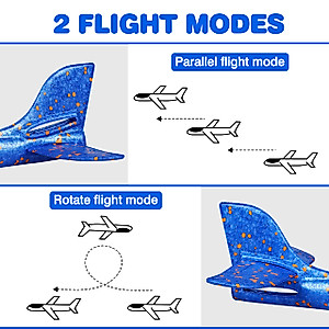 IJO 4 Pack LED Light Airplane Toys-17.5" Large Throwing Foam Plane-2 Flight Modes Glider Plane-Outdoor Flying Toys for Kids-Flying Toys Gift for Boys Girls 3 4 5 6 7 8 9 Years Old
