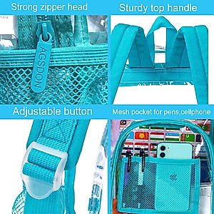 Clear Backpack, Transparent Bookbag Heavy Duty See Through Backpacks for Men - Oil Blue