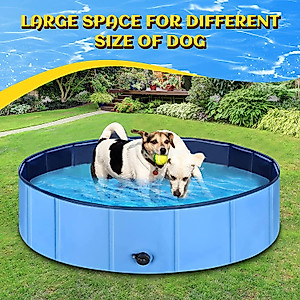 Jecoo Dog Pool for Large Dogs Kiddie Pool Hard Plastic Foldable Dog Bathing Tub Portable Outside Kids Swimming Pool for Pets and Dogs