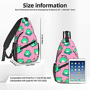NiuKom Cute Green Frogs Pink Crossbody Bags for Women Trendy Sling Backpack Men Chest Shoulder Bag Gym Cycling Travel Hiking Daypack