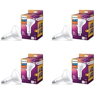 Philips LED BR40 Ultra Definition Frosted Dimmable LED Light Bulbs - Flicker-Free 65w Light Bulbs with EyeComfort Technology - Soft White 2700K Lightbulb - 800 Lumen - E26 Base - 4 Pack