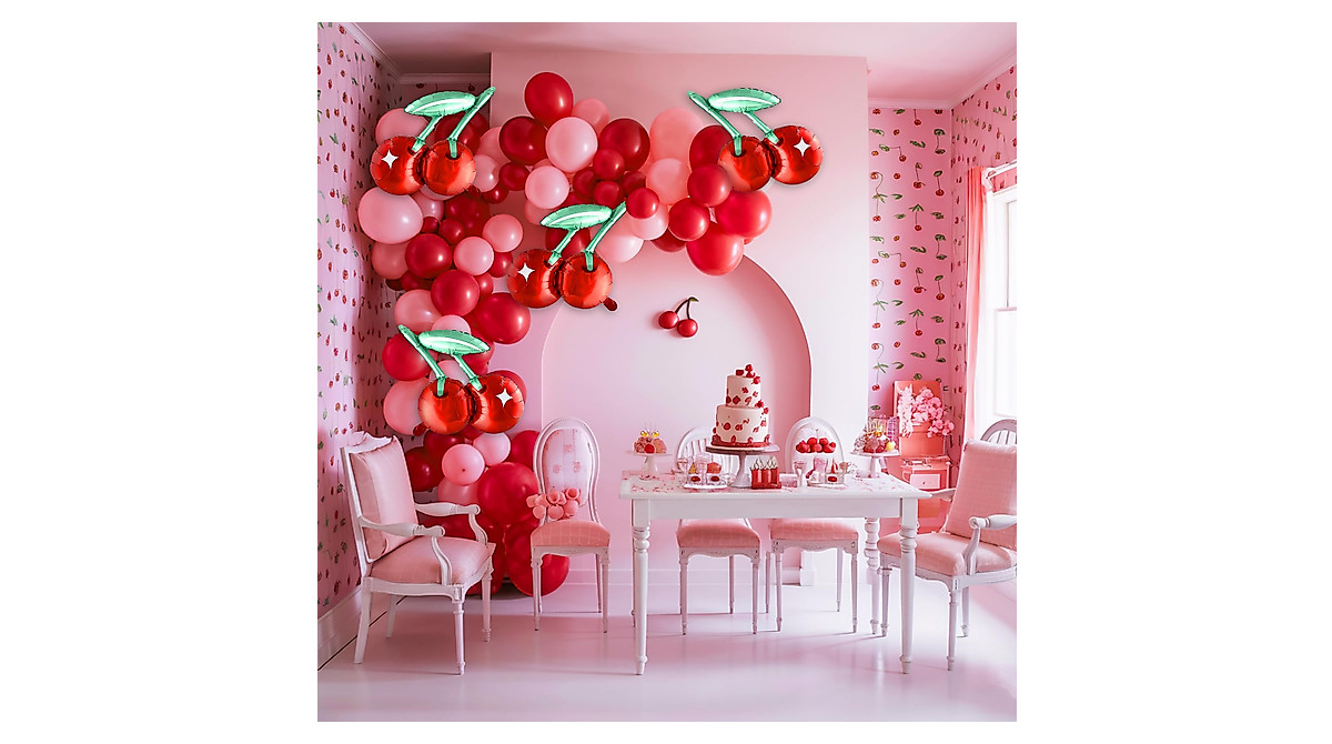 6Pcs Cherry Balloons for Birthday & Baby Shower Decor