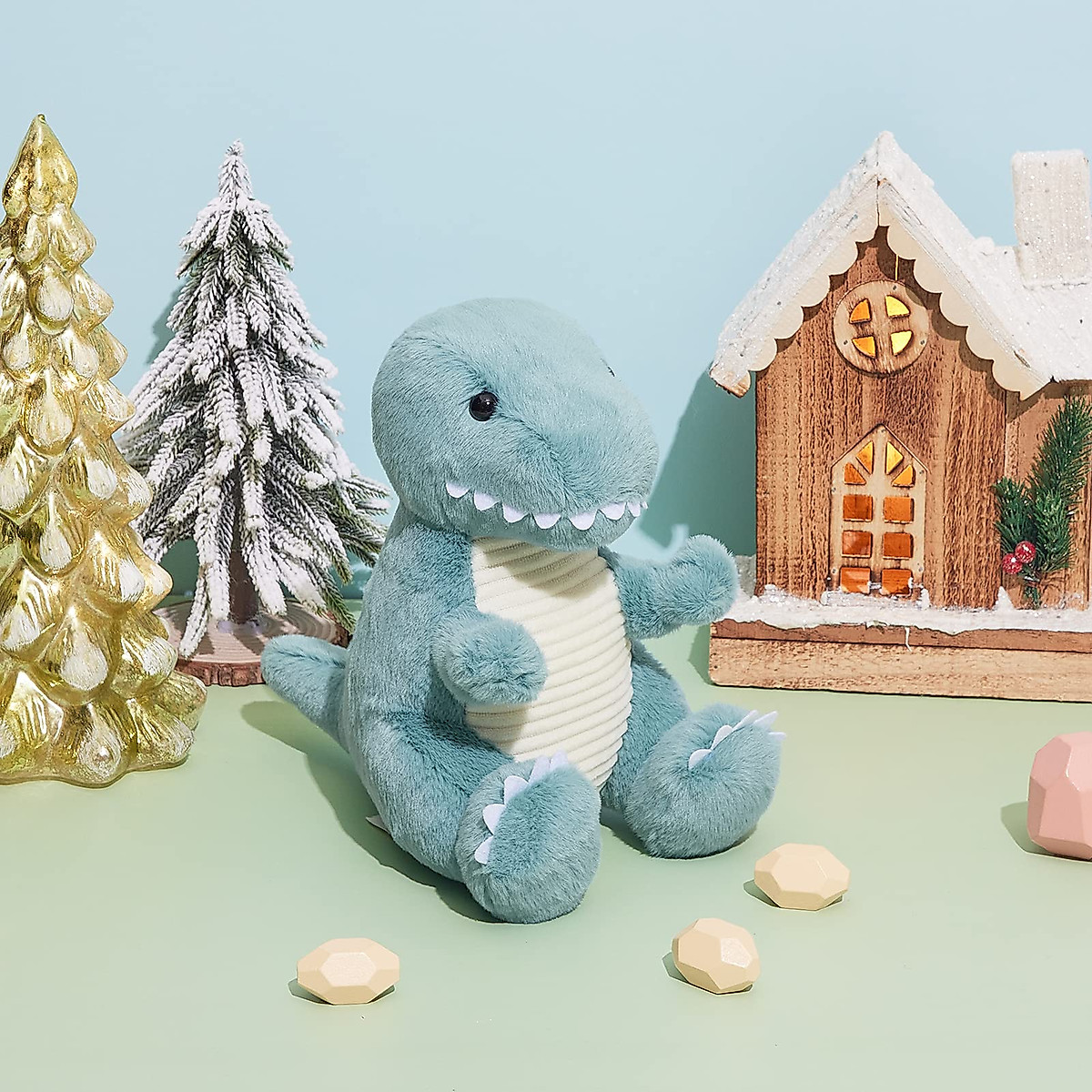 TCBunny Baby Dinosaur Bedtime Stuffed Animal Plush Toy 12", Gifts for Birthday, Valentine, Christmas (T-Rex, Blue), (BPT-0008-BL)