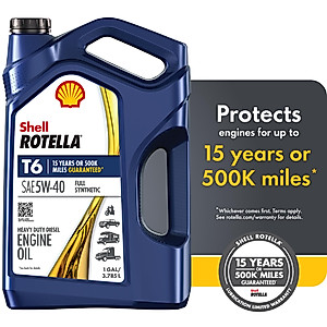 Shell Rotella T6 Full Synthetic 5W-40 Motor Oil, 1 Gallon (3 Pack)