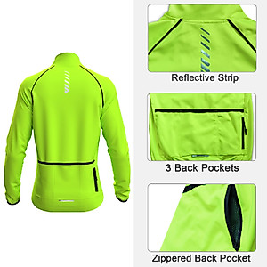 Wulibike Cycling Jackets for Men, Reflective Running Jacket Men Winter Cycling Clothing