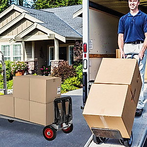 Aluminium Hand Truck Dolly Heavy Duty 440lbs Capacity, Stuffygreenus 2 in 1 Convertible Folding Hand Truck with Pneumatic Wheels and Telescoping Handles,Portable Dolly Cart with Bungee Cords